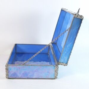 Accents | Handmade Opalescent Blue Stained Glass Keepsake Box | Poshmark